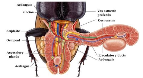Cross Sectional Diagram Of A Beetle S Anatomy Focusing On Reproductive