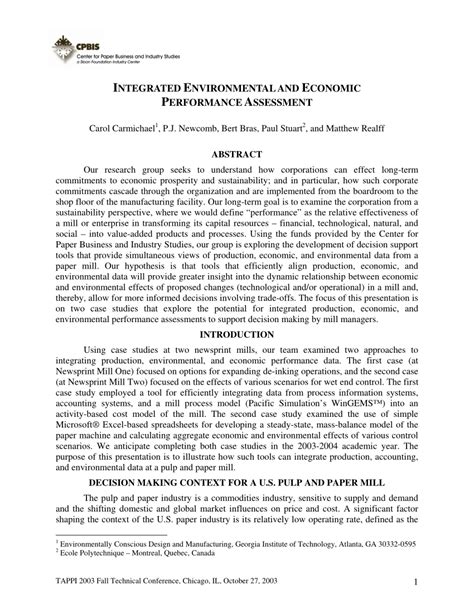 Pdf Integrated Environmental And Economic Performance Assessment