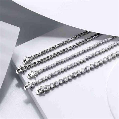 Silver Black Cubic Zirconia Bazel Setting Tennis Bracelet Rinntin Jewelry