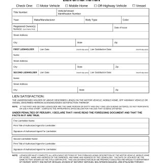 Form Hsmv 82260 Lien Satisfaction Florida Document Template