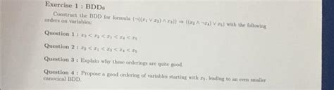 Solved Exercise 1 Bdds Construct The Bdd For Formula