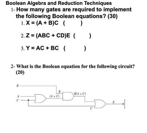 Solved Boolean Algebra And Reduction Techniques How Many Chegg