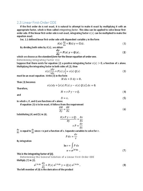 Determining Integrating Factors And General Solutions For Linear First