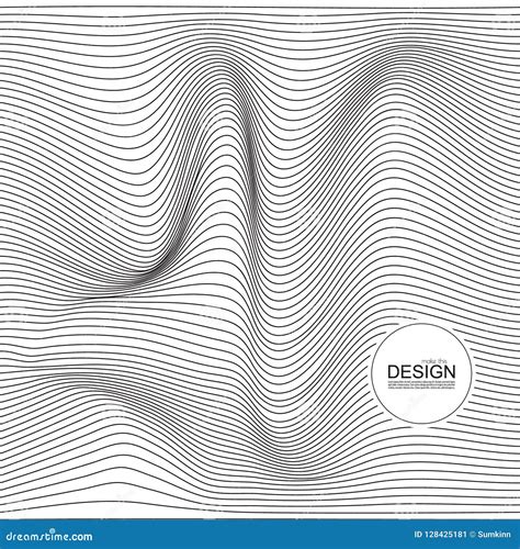 Distorted Wave Monochrome Texture Stock Vector Illustration Of Background Overlap 128425181