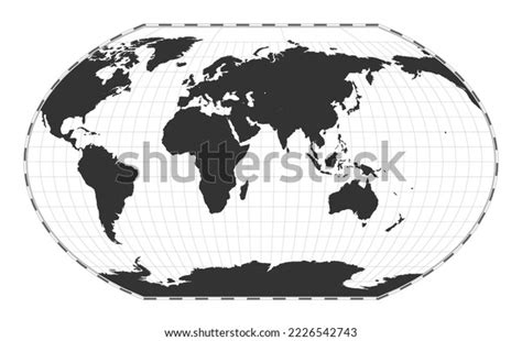 Vector World Map Kavrayskiy Vii Pseudocylindrical Stock Vector Royalty Free 2226542743