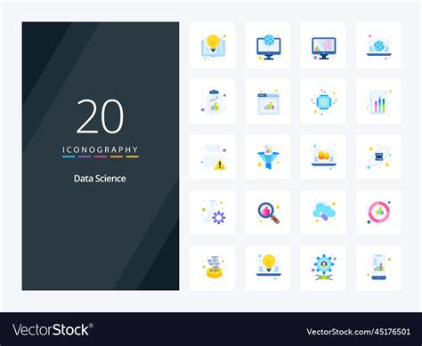 20 Data Science Flat Color Icon For Presentation Vector Image