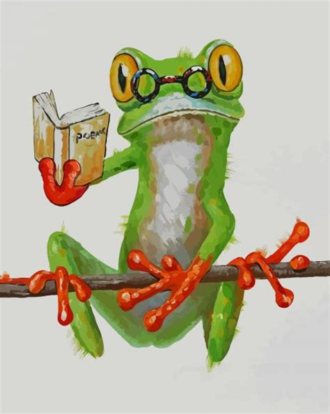 Frog In Glasses Reading Paint By Numbers Numeral Paint Kit