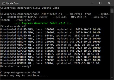 Update Historical Data Page 1 — Commands And Workflow — Forex Software