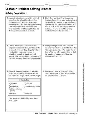 Fillable Online Lesson Problem Solving Practice Solving Proportions Fax Email Print PdfFiller