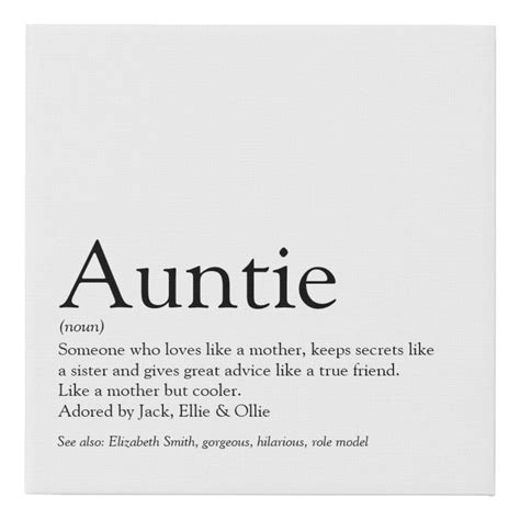 Best Aunt Auntie Definition Black And White Fun Faux Canvas Print Artofit