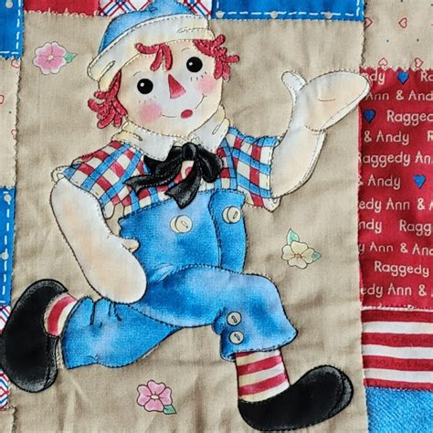 Handmade Raggedy Ann And Andy Quilt Which Measures Approximately 87 By