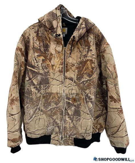 Mens Carhartt Insulated Brown Camo Cotton Hunting Jacket Size Xl