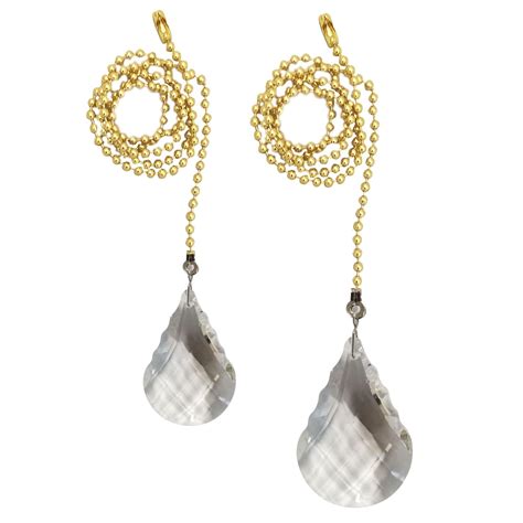 Royal Designs Fan Pull Chain Flower Design Crystal Polished Brass Bed