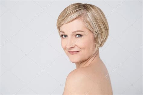 Bare Shoulder Woman Looking At Camera Stock Photo Stockyimages