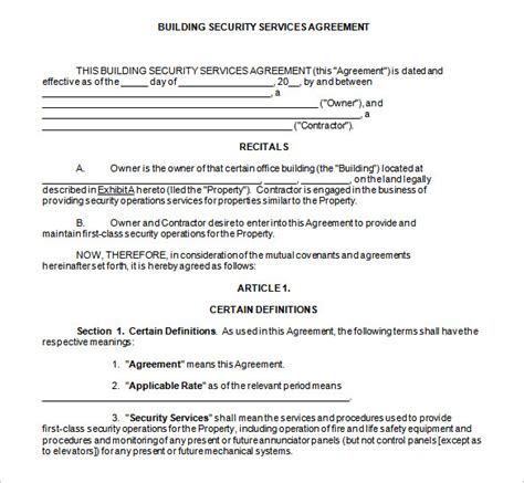 Security Service Agreement Template