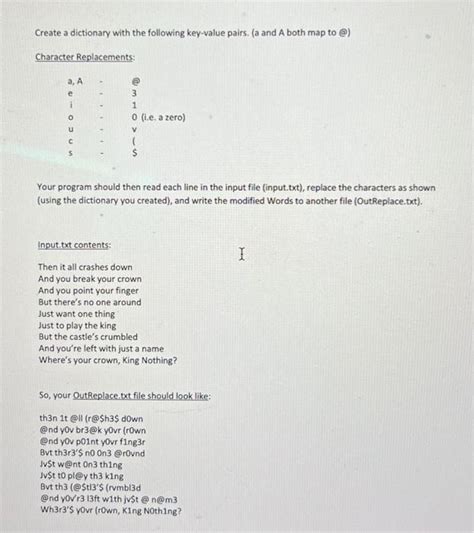 Solved Create A Dictionary With The Following Key Value Chegg
