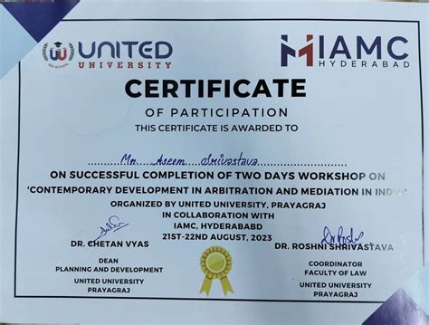 Two Days Workshop On Contemporary Development In Arbitration And Mediation… Aseem Srivastava