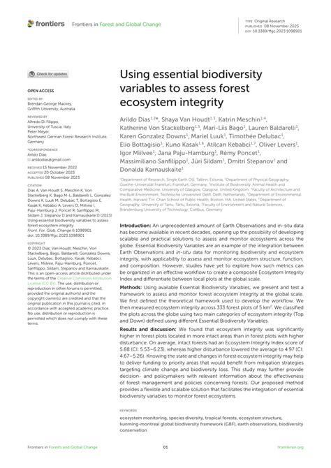pdf using essential biodiversity variables to assess forest ecosystem