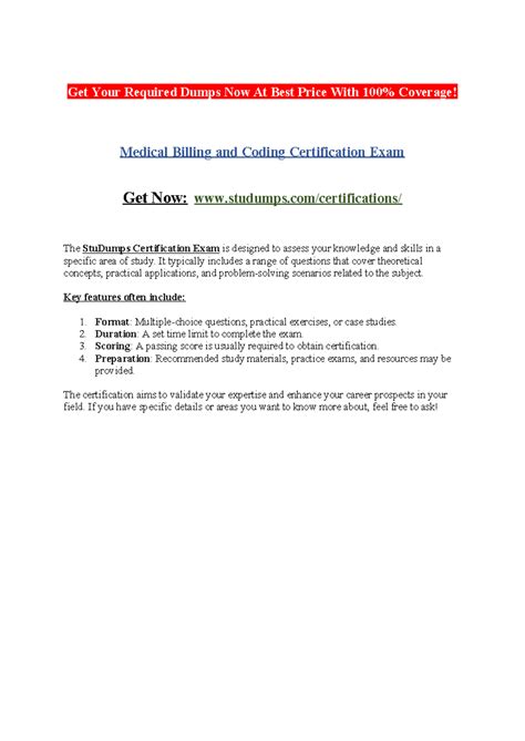 Medical Billing And Coding Certification Exam Get Your Required Dumps Now At Best Price With