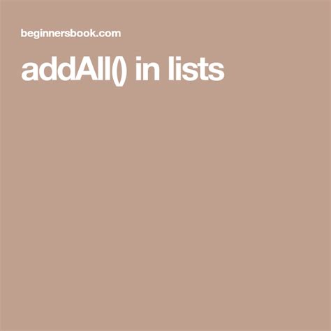 AddAll In Lists