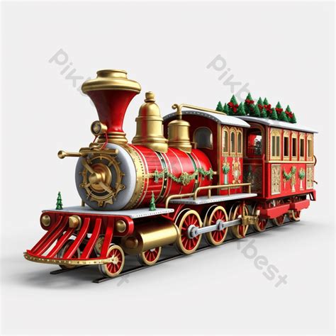Cute 3d Render Decorative Christmas Train On White Background Png