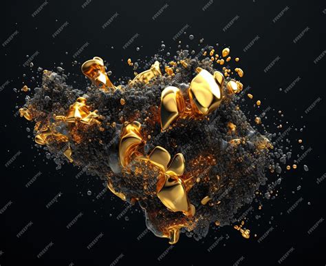 Premium Ai Image Abstract 3d Particle Morphing In Black And Gold In