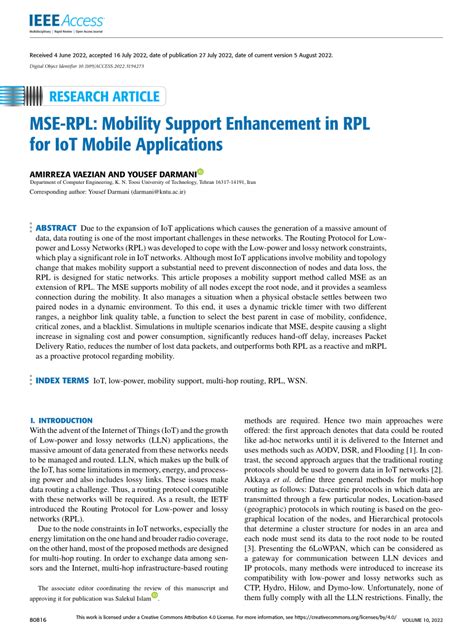 Pdf Mse Rpl Mobility Support Enhancement In Rpl For Iot Mobile Applications