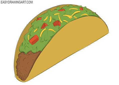 How To Draw A Taco Easy Step By Step Tutorial Easy Taco Drawing
