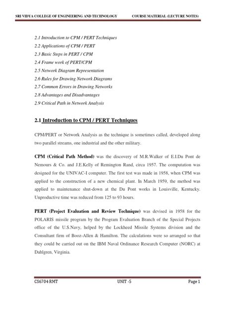 Pert And Cpm Pdf Project Management Systems Science