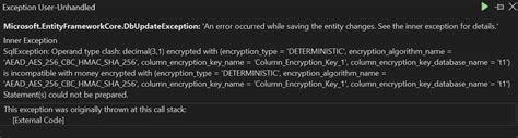 Always Encrypted Ef Core 60 Operand Type Clash Decimal29 27 Is