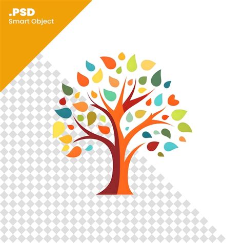 Premium Psd Abstract Tree With Colorful Leaves On A White Backgroundvector Illustration Psd
