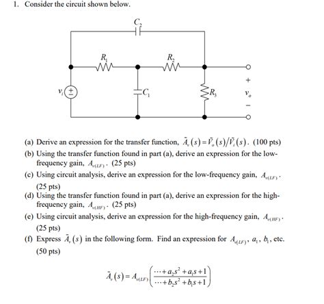 Solved Consider The Circuit Shown Below A Derive An Chegg