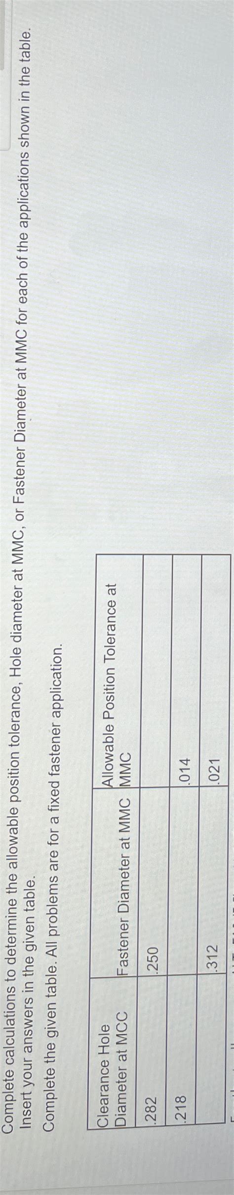 Solved Complete Calculations To Determine The Allowable