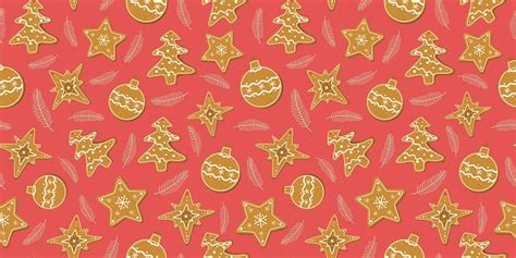 완벽 한 패턴 진저 브레드 그림과 전나무 가지 아이싱 패턴으로 크리스마스 베이킹 별 전나무 나무 크리스마스 공 전통 쿠키 축제 디저트 겨울 방학 벽지 포장 포장에 대한 반복