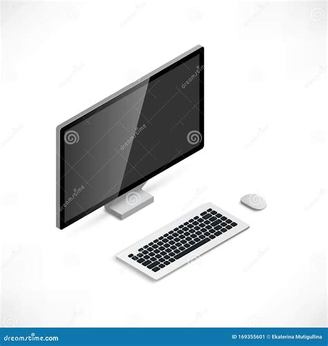 Realistic Desktop Computer Isometric Stock Vector Illustration Of