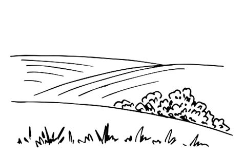 검은 윤곽선에 간단한 손으로 그린 벡터 그리기 언덕 농장 필드 덤불과 잔디 시골 풍경 농업 식물의 재배 자연 라인아트에 대한 스톡 벡터 아트 및 기타 이미지 Istock