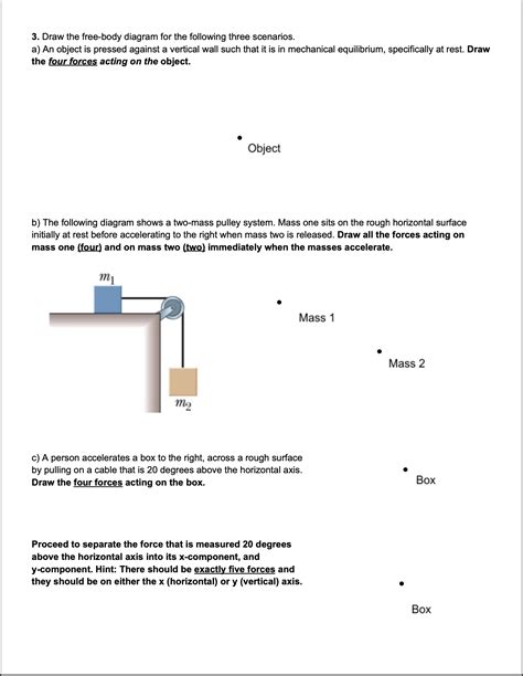Solved 3 Draw The Free Body Diagram For The Following Three