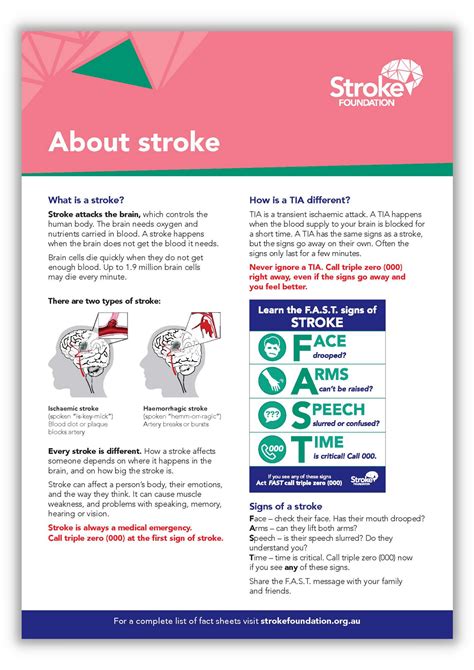 About Stroke Fact Sheet English Stroke Foundation Store
