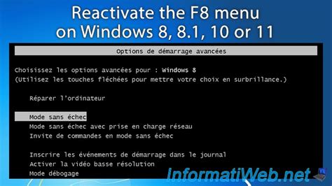 reactivate the f8 menu on windows 8 8 1 10 or 11 to start in safe