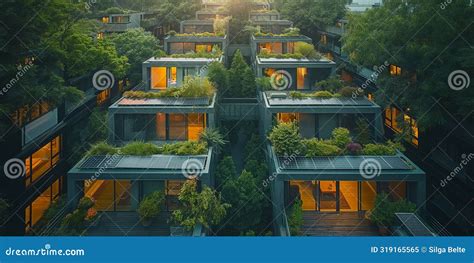 Modern Eco Friendly Apartment Complex With Rooftop Gardens And Lush Greenery Sustainable Living