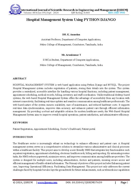 Final Project Report Hospital Management System Hms Using Python