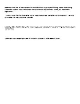 Writer S Checklist For MLA Format And Incorporation Of Evidence By Jaime Rad