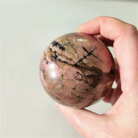 Large Rhodonite Sphere 70mm Ball Gemstone High Quality Pink And Black