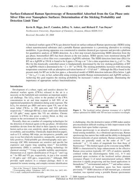 Pdf Surface Enhanced Raman Spectroscopy Of Benzenethiol Adsorbed From