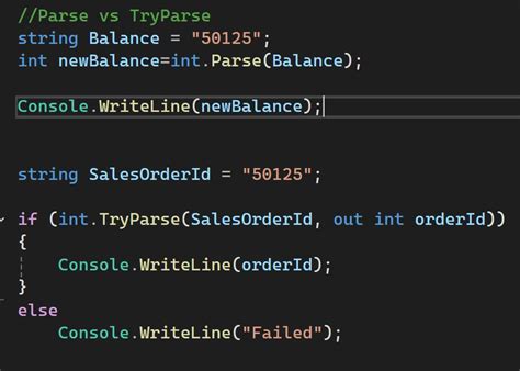 comment why should we use tryparse instead of parse mohammad alam e