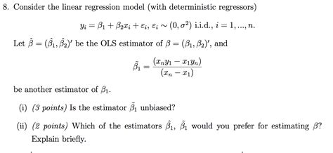 Solved Consider The Linear Regression Model With