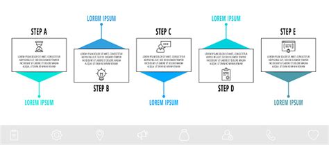 5 단계 레이블이있는 얇은 라인 인포 그래픽 템플릿 다이어그램 워크플로 레이아웃 프리젠 테이션 흐름 차트 정보 그래프 타임 라인 콘텐츠 수준에 대한 서클이있는 최신 비즈니스