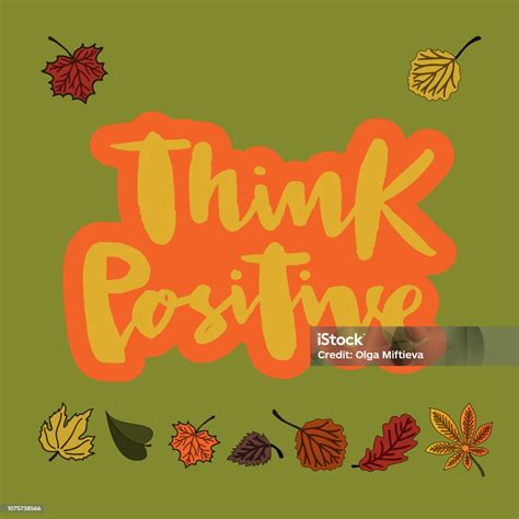 벡터 일러스트 레이 션의 전단지 배너 인사말 카드에 대 한 긍정적인 생각 가을에 대한 스톡 벡터 아트 및 기타 이미지 가을 구도 그래픽 프린트 Istock