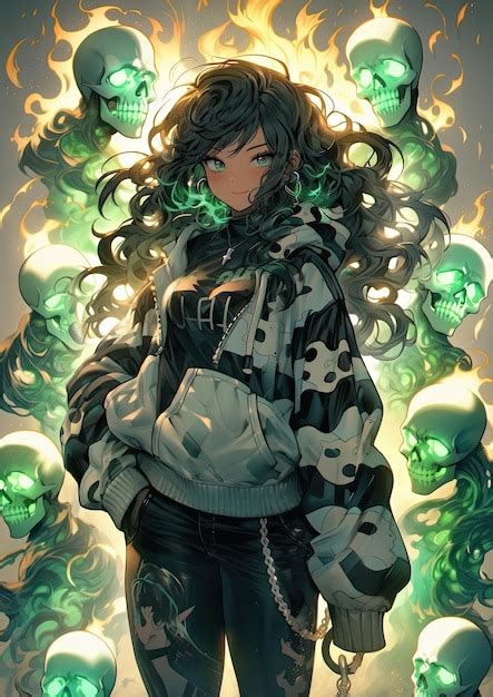 Premium Ai Image Girl With Skeleton