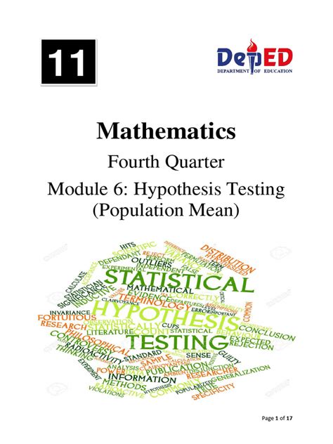 Statprob Q4 Module 6 Download Free Pdf Statistical Hypothesis Testing Null Hypothesis